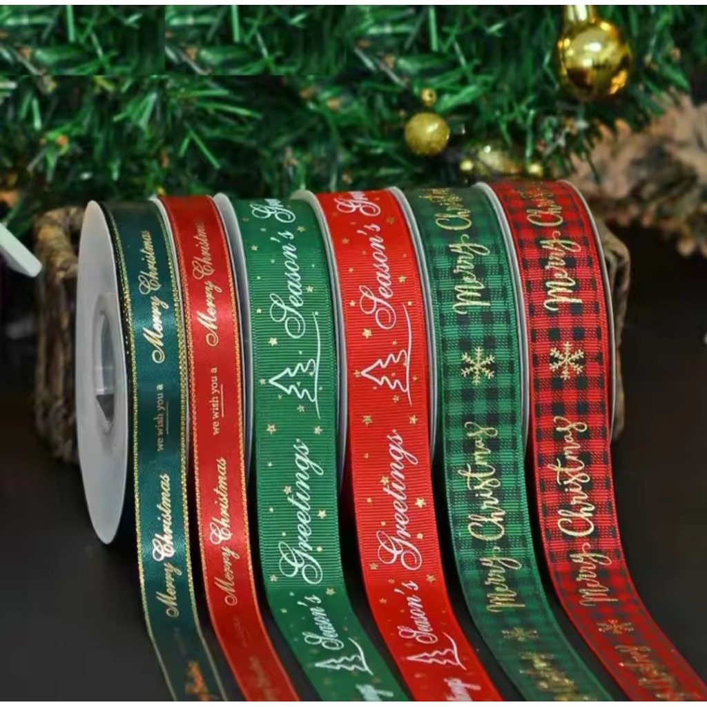 Jual 10M Pita Grosgrain Merry Christmas | Ribbon Gift Hampers Kado ...