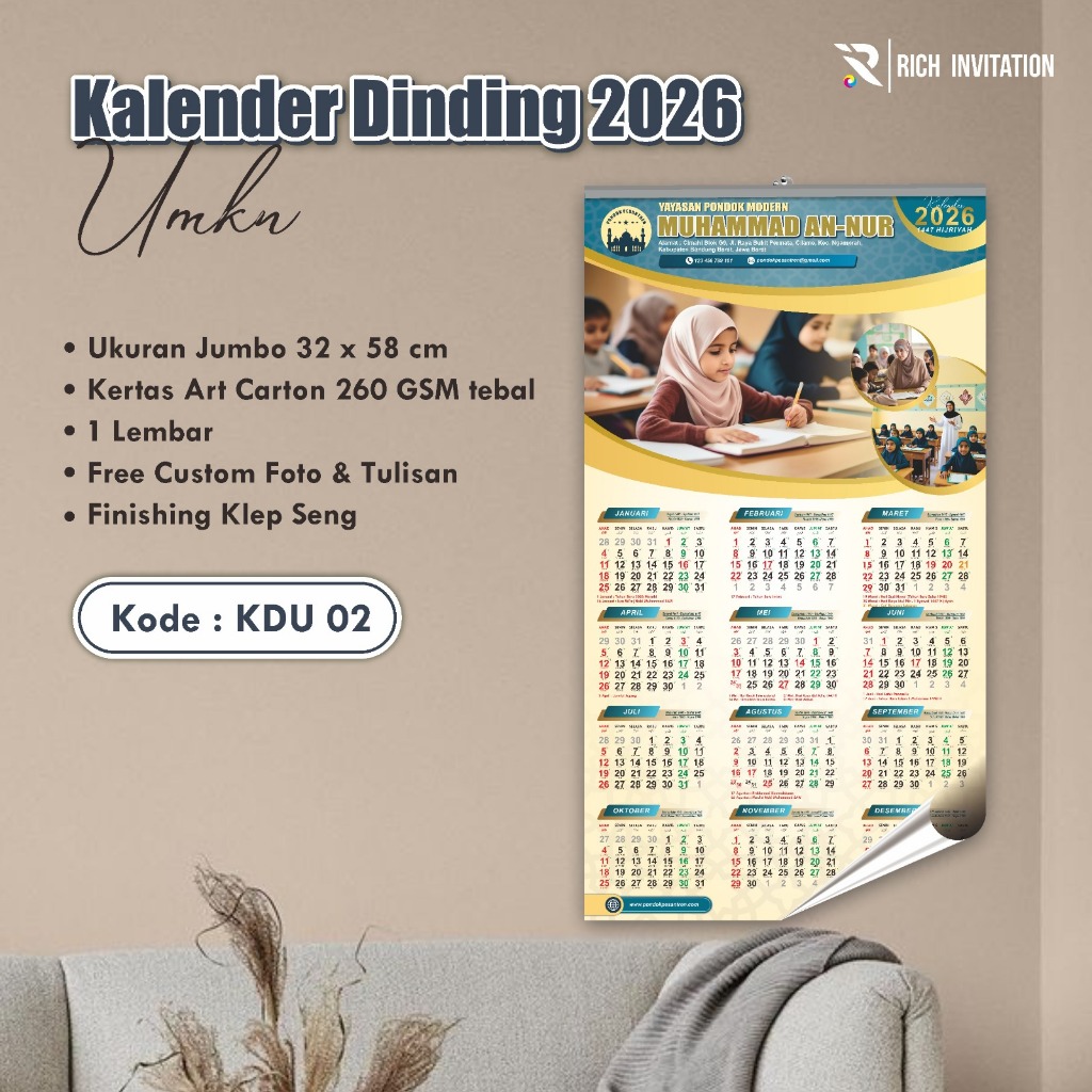 Jual CETAK KALENDER DINDING 2026 UMKM - KALENDER DINDING KDU 1PLY HARGA ...