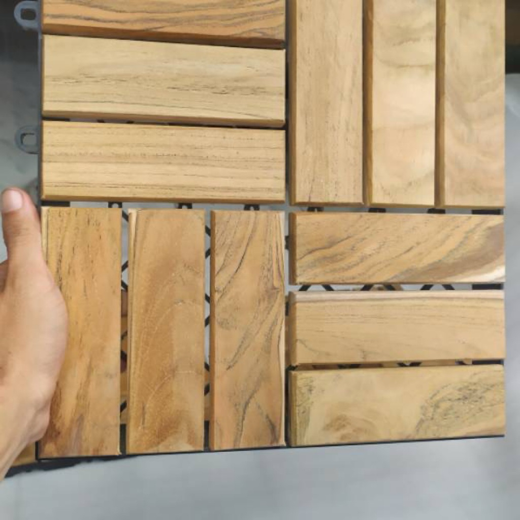 Jual DECKING TILE LANTAI KAYU JATI MOTIF LURUS KECIL UKURAN 30X30 CM ...