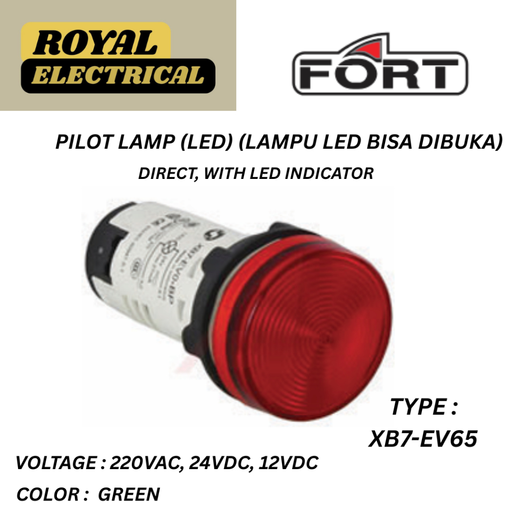 Jual FORT PILOT LAMP LED / 22MM / 220VAC / 24VDC / 12VDC - Type XB7 ...