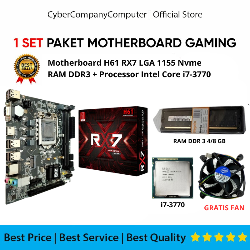 Jual Paket Motherboard Gaming H61/B75 RX7 Plus Processor i7-3770 M.2 ...