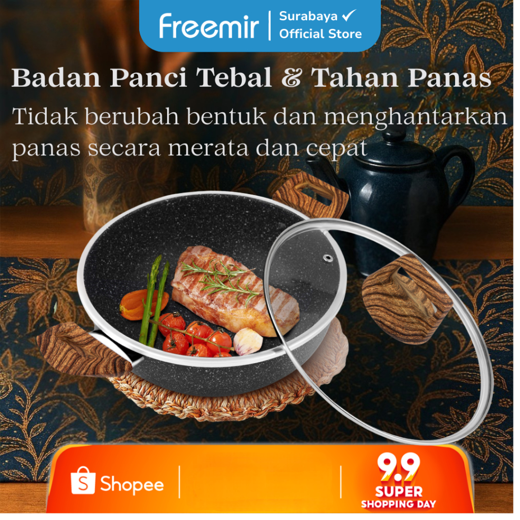 Jual Exclusive freemir Wajan Panci Kuping Black Granite 24cm Tinggi ...