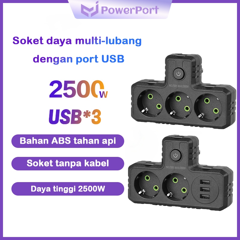 Jual Powerport 2500W Power Soket Stop Kontak Soket listrik Soket nirkabel Power Strip Power ...
