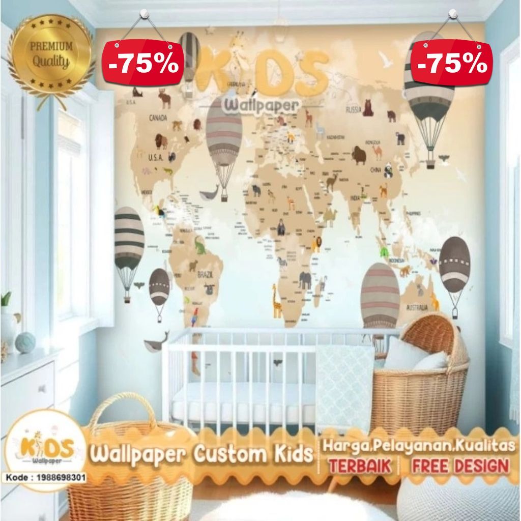 Jual Wallpaper Dinding Custom 3D Tema Maps World | Animasi Hewan ...