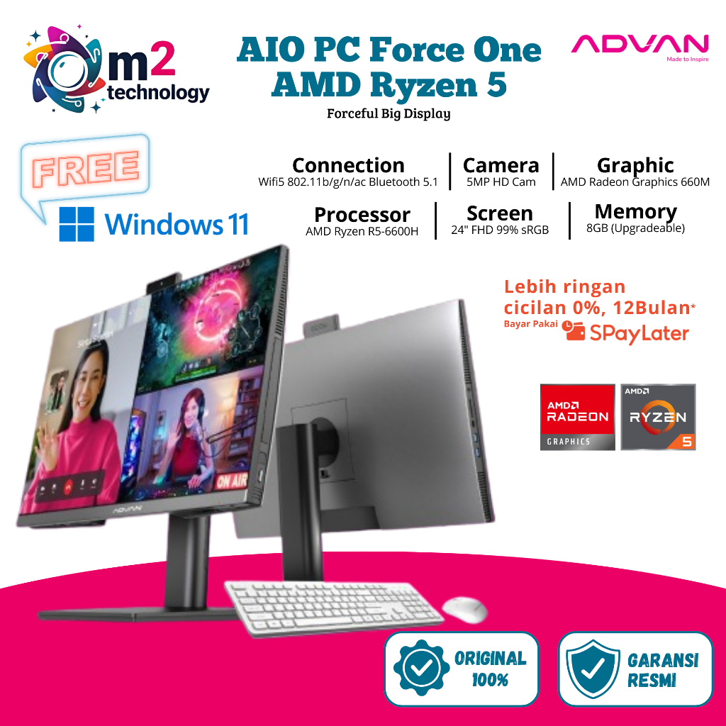 Jual ADVAN Force One PC All in One PC AIO Ryzen 5 6600H 8GB 512GB 99% ...
