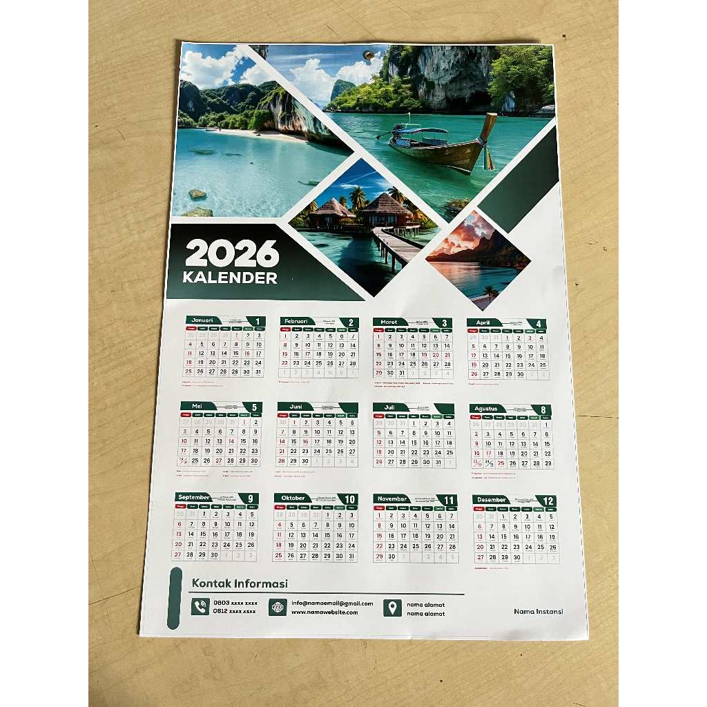 Jual Cetak Custom Kalender Dinding Tahun 2026 Klem Seng - 4 lembar - AP ...