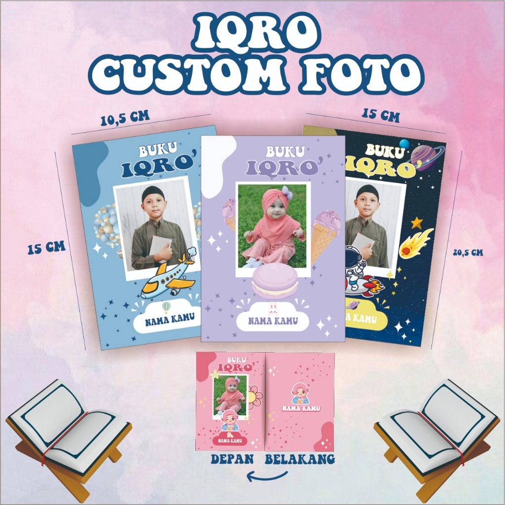 Jual Iqra SoftCover Custom Nama Dan Foto Desain Cover Iqro Warna Bebas ...