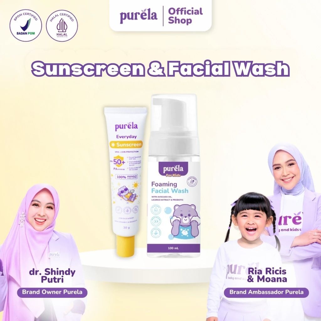 Jual Purela Physical Sunscreen SPF 50+ PA++++ Foaming Facial Wash ...