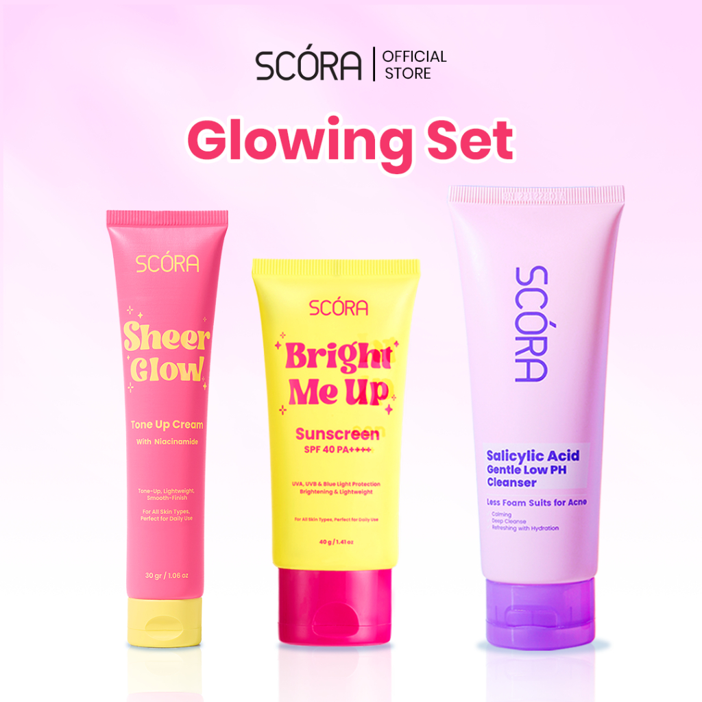 Jual [Glowing Set] SCORA Bright Me Up Sunscreen 40 Gr + SCORA Gentle ...