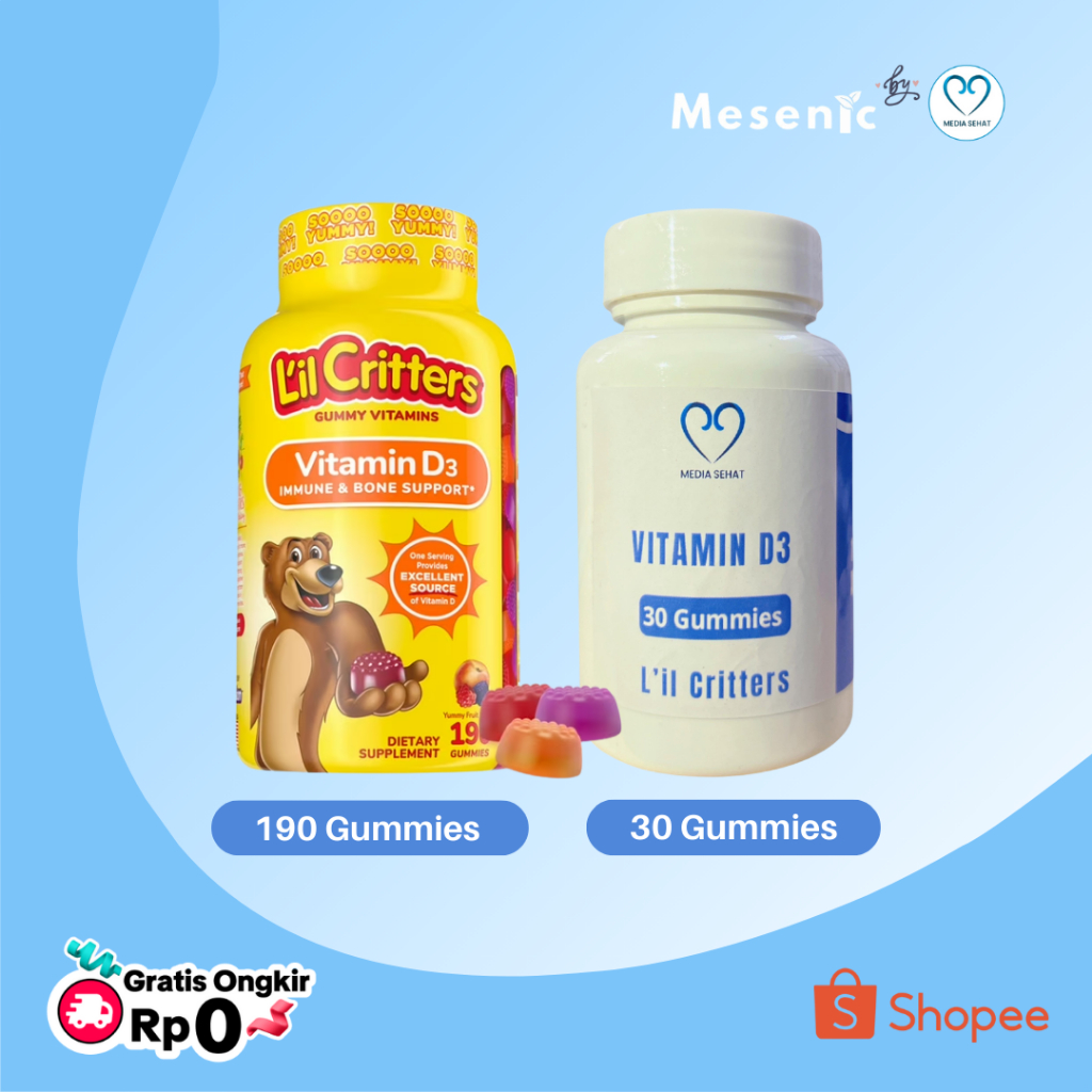 Jual L'il Critters Vitamin D3 Gummies Anak 1000 IU - Vitamin Dukungan ...
