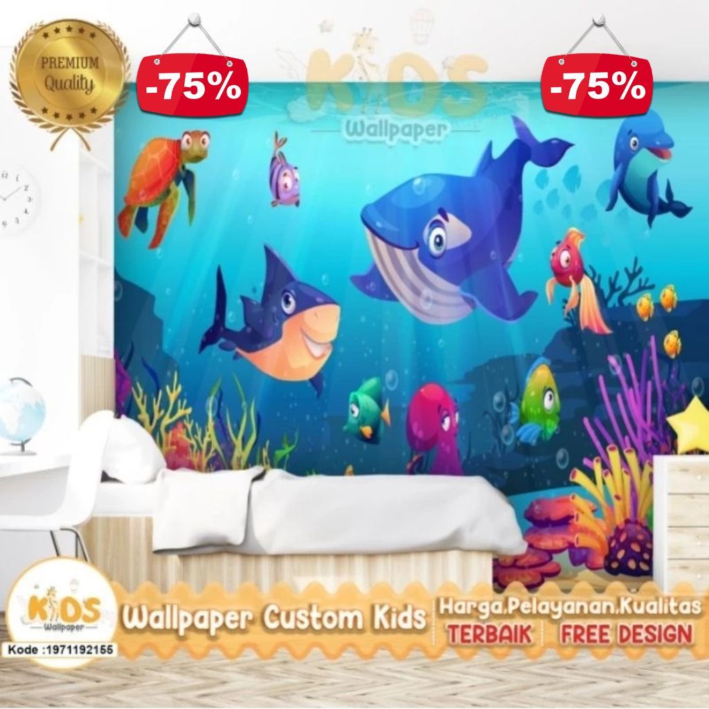 Jual Wallpaper Dinding Custom 3D Tema Undersea | Animasi Hewan ...