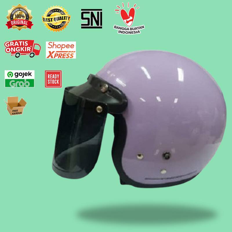 Jual Helm Bogo / Retro / ANT Classico Purple pastel + Kaca Helm ...