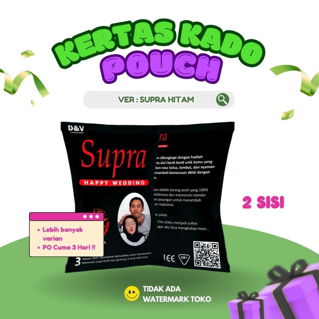 Jual KERTAS KADO CUSTOM POUCH UNTUK ULANG TAHUN HADIAH SIDANG HADIAH ...