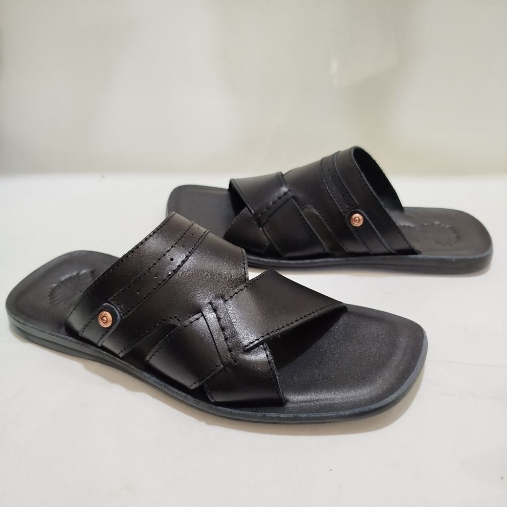 Jual SANDAL PRIA KULIT ASLI KOKOP KD.08 HITAM ( PRODUKSI SENDIRI ...
