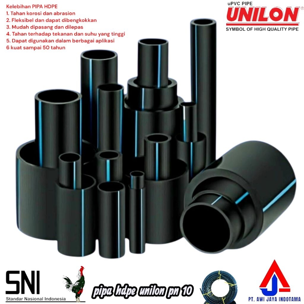 Jual pipa HDPE Unilon Ukuran 3/4" Inch pn 10 (Panjang 20 Meter ...
