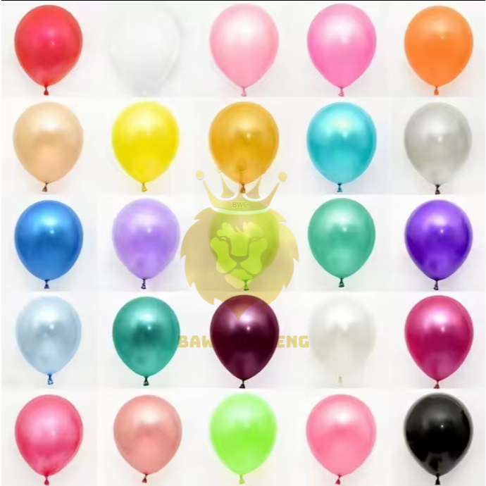 Jual BAWANGCHENG Balon latex metalik / balon karet polos perpack 12inch ...