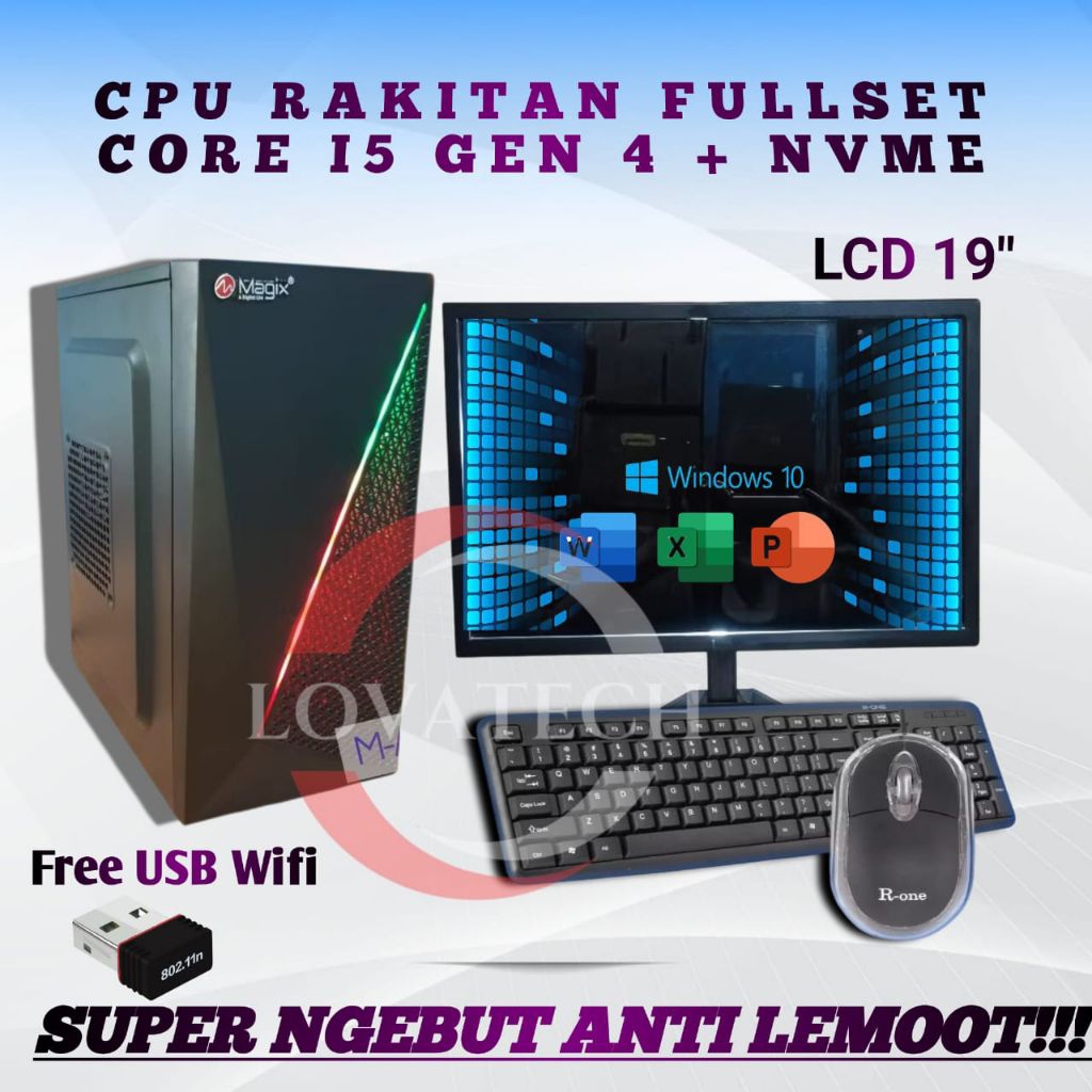 Jual PC KOMPUTER FULLSET CORE I5 GEN 4 + NVME / CPU RAKITAN FULLSET CI5 ...