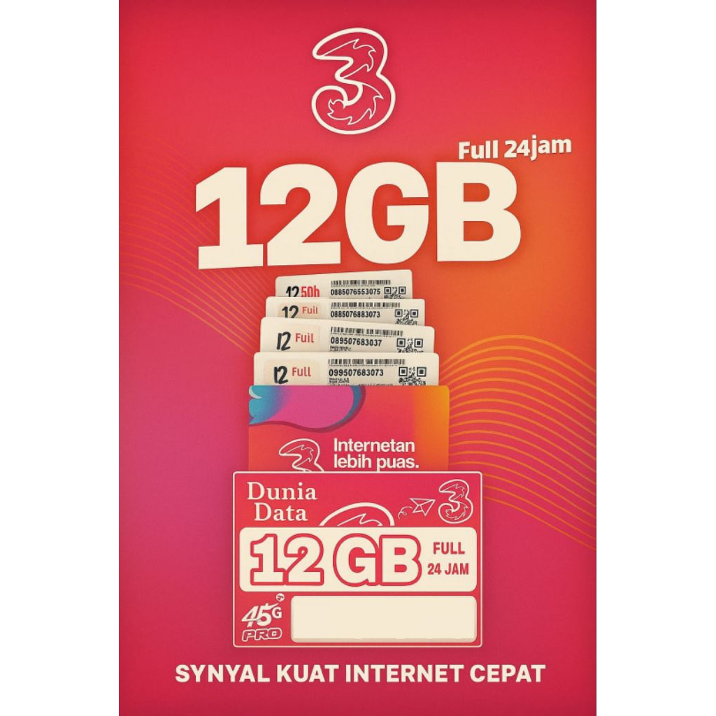 Jual PROMO PERDANA TRI 12GB NASIONAL | Shopee Indonesia