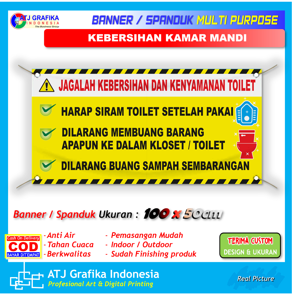 Jual Banner spanduk kebersihan toilet peringatan anti sampah kotor ...