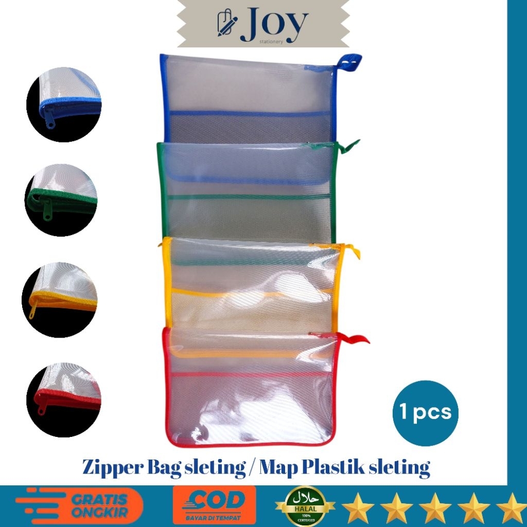 Jual Zipper Bag Sleting/Map Plastik Sleting Jaring Folio/F4/Legal (1 ...