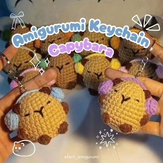 Jual Gantungan Kunci Kapibara Rajut/Amigurumi Crochet Keychain Bagcharm ...