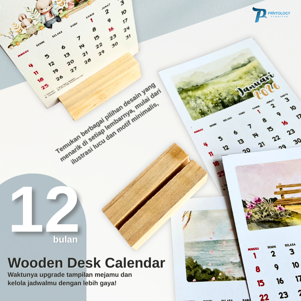 Jual Kalender 2026 Estetik WDC Kalender Meja Minimalis Wooden Calendar ...
