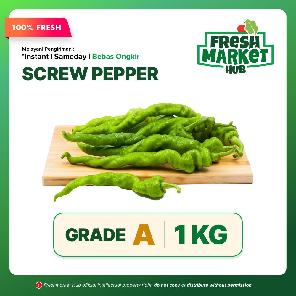 Jual Screw Pepper Grade A 1KG / Cabe Spiral Kualitas Grade A 1KG Cabai ...