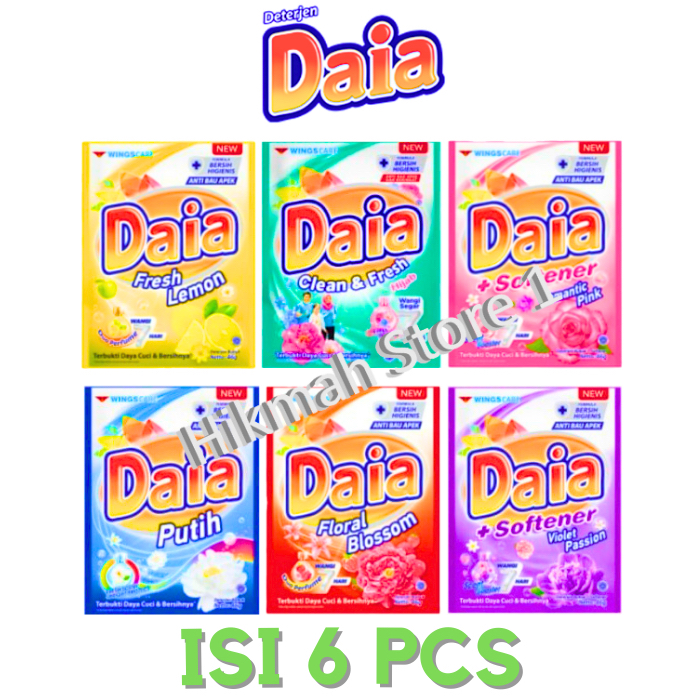 Jual DAIA DETERGENT BUBUK 47 GRAM 1 RENCENG ISI 6 SACHET | Shopee Indonesia