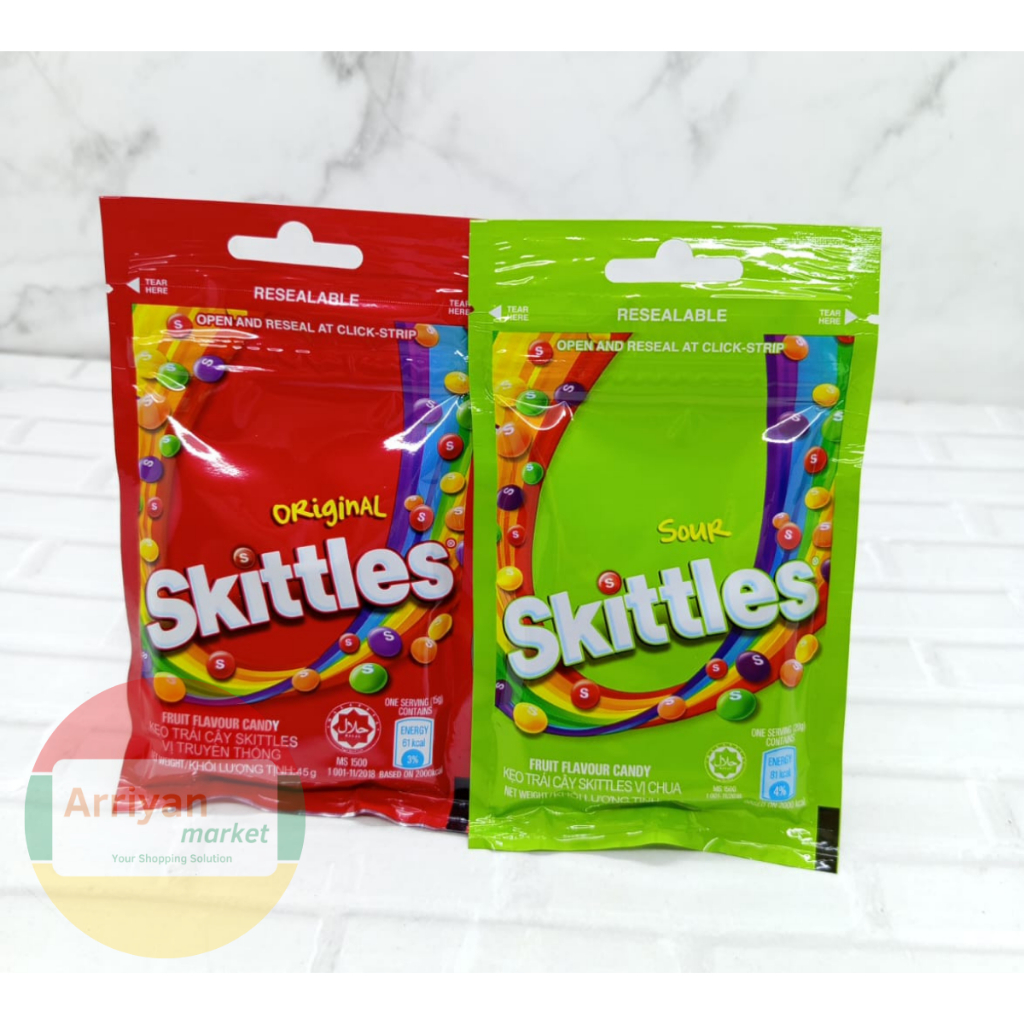 Jual Skittles Candy 45gr original & 40 gr sour malaysia Permen Sour ...