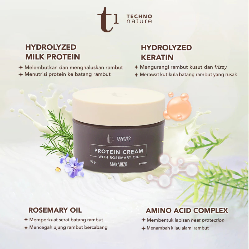 Jual New ! Makarizo T1 Techno Nature Protein Cream 50mL With Rosemerry ...