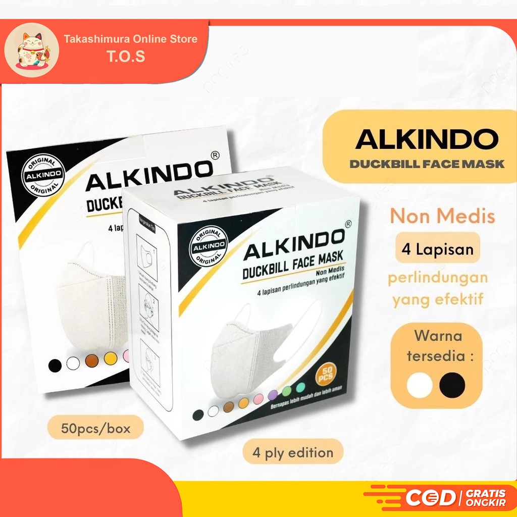 Jual ALKINDO MASKER DUCKBILL 4 PLY / 4 LAPIS ISI 50 PCS | Shopee Indonesia