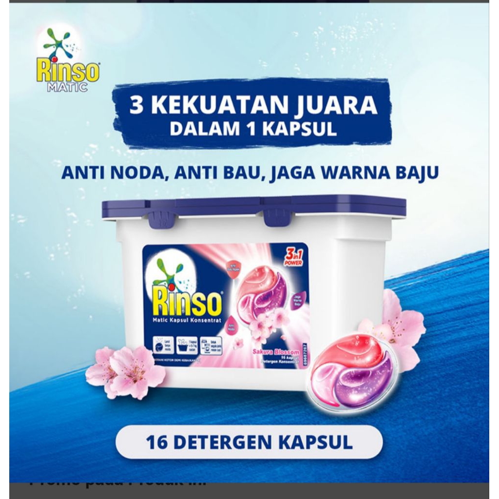 Jual rinso matic kapsul 16 kapsul 3 in 1....lavender dan sakura blossom ...