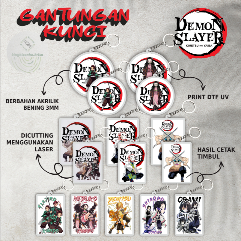 Jual Gantungan Kunci Anime Demon Slayer KIMETSU NO YA IBA Ganci Akrilik ...