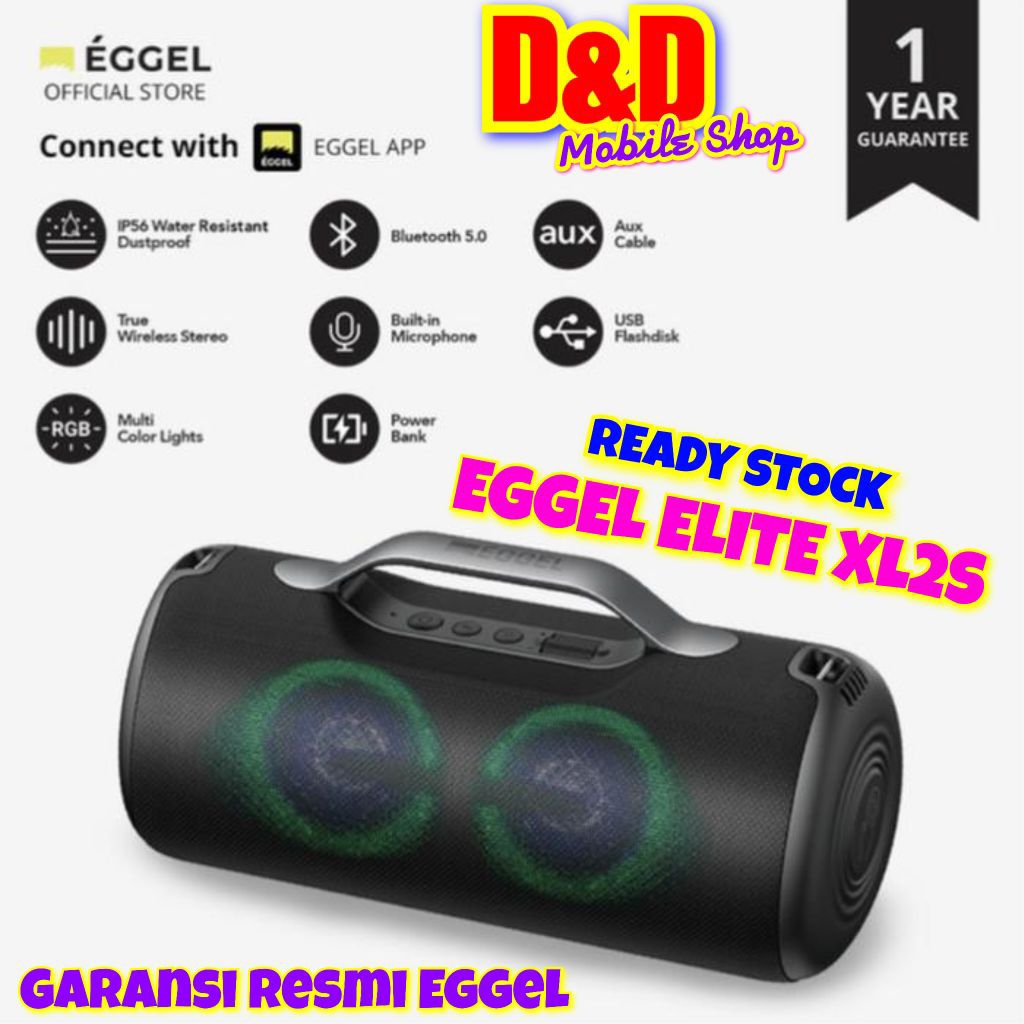 Jual EGGEL ELITE XL 2S TWS RGB WATERPROOF PORTABLE BLUETOOTH SPEAKER ...