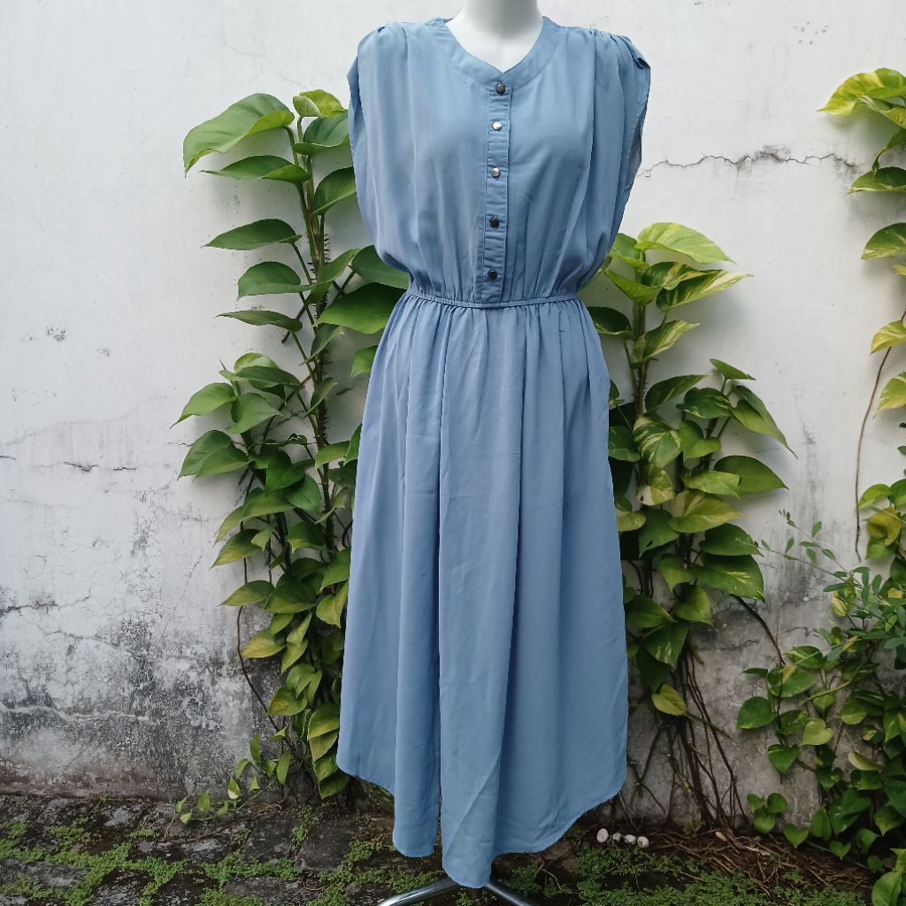 Jual LD 100 dress biru cantik belahan depan | Shopee Indonesia