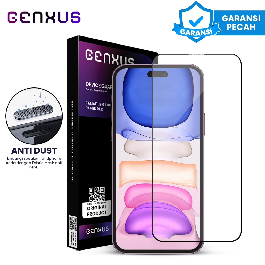 Jual Genxus Tempered Glass Anti Gores Anti Dust Full Screen for iPhone ...