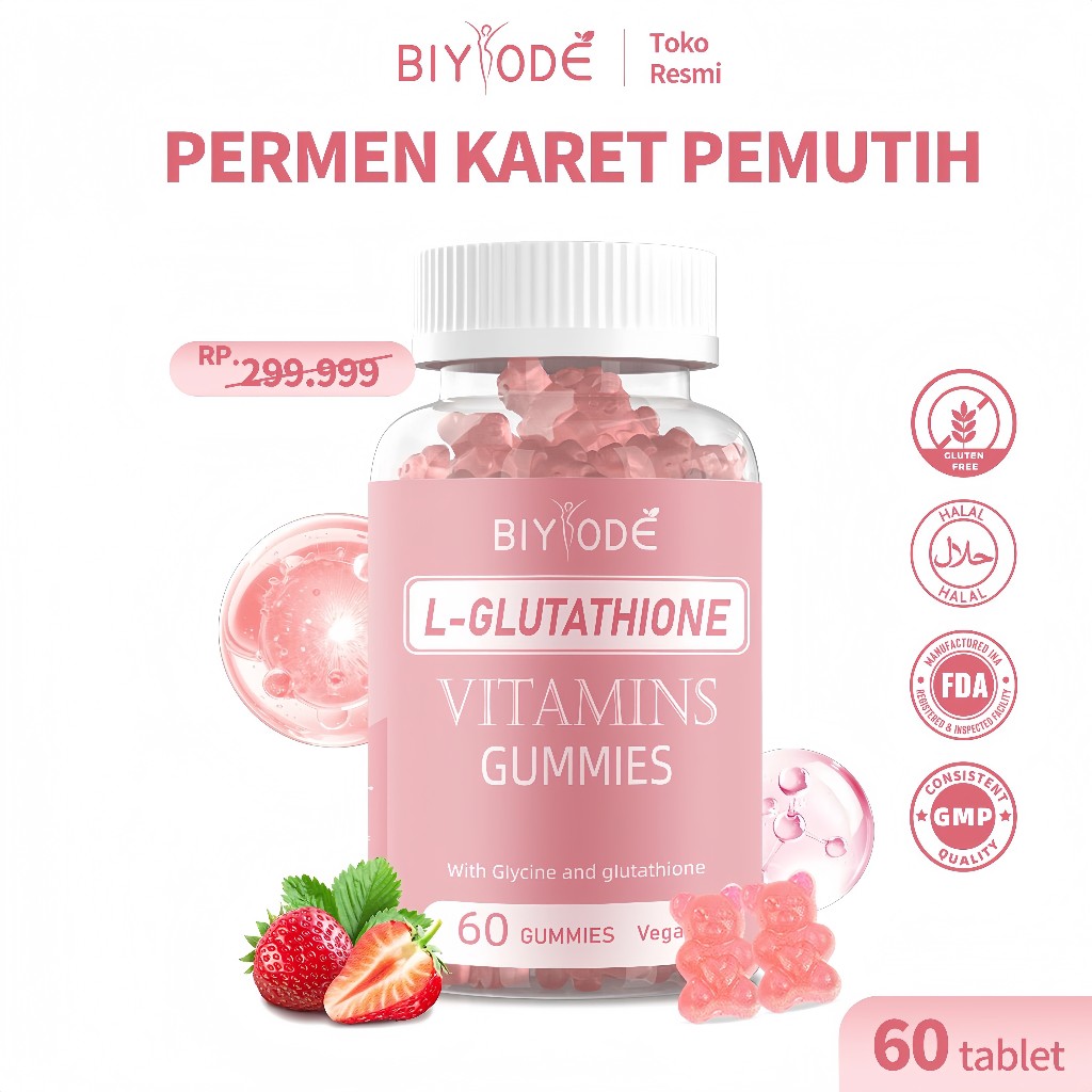Jual BIYODE 24h Halal Glutathione 500mg Gummies/Gummy Collagen Vitamins ...