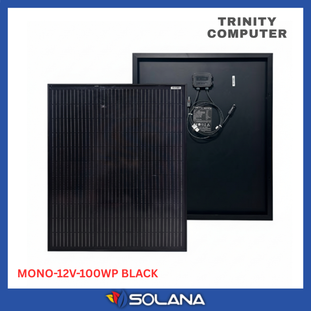 Jual Solar Panel Surya SOLANA 100WP 100 Watt 12V BLACK Monocrystalline ...