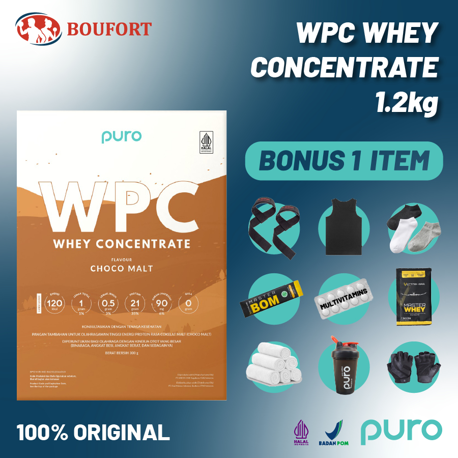 Jual PURO WPC 1.2Kg Whey Protein Concentrate BPOM HALAL | Shopee Indonesia