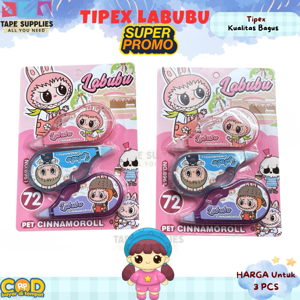 Jual SUPER PROMO (DAPAT 3 PCS) Tipex Labubu Karakter Lucu / Correction ...