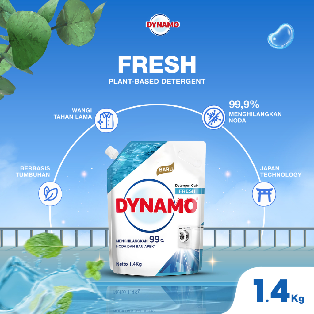 Jual DYNAMO Detergen Cair - Fresh - 1.4kg Refill | Shopee Indonesia