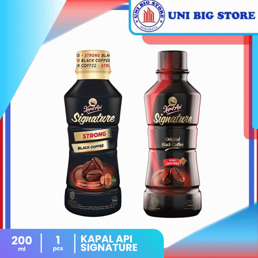 Jual Kapal Api Signature Original Black Coffee Dan Strong 200 ml Botol ...