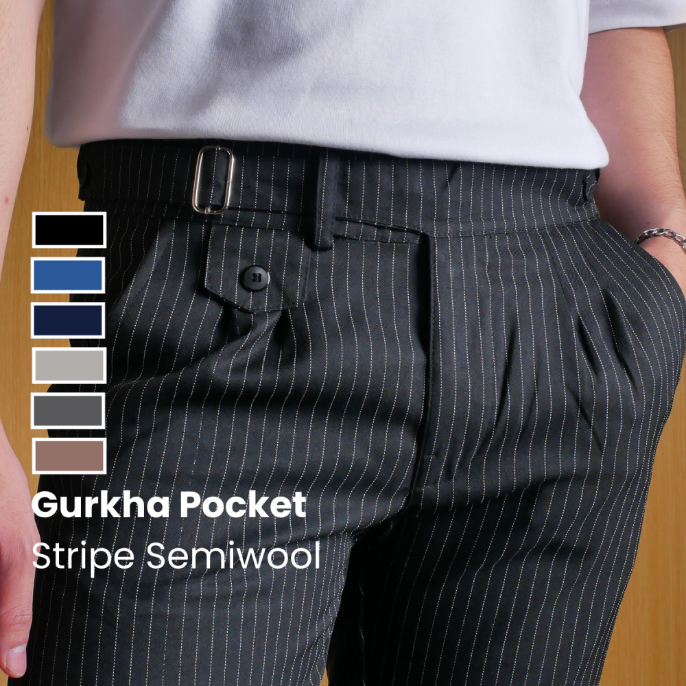 Jual Mubeng - Gurkha Pocket Stripe Pants Semi Wool | Shopee Indonesia