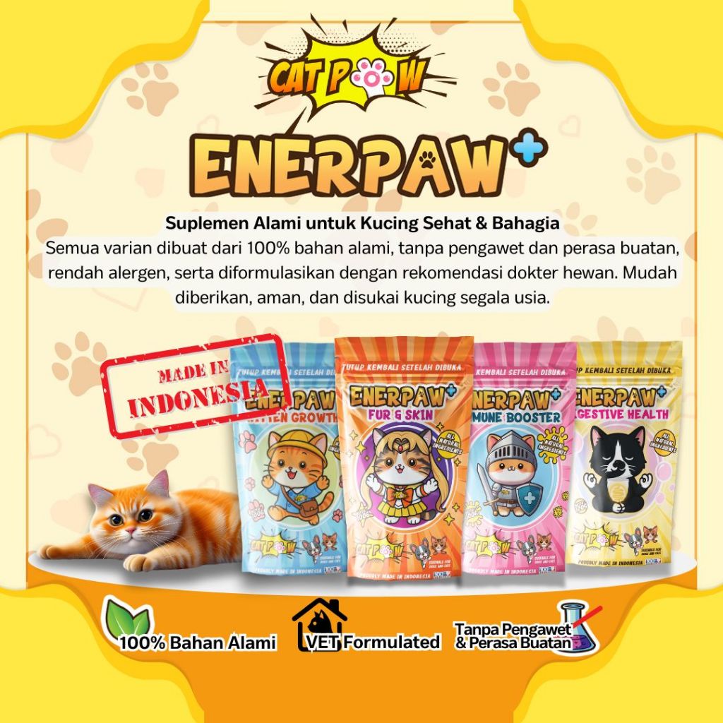 Jual CATPOW Enerpaw+ Vitamin Kucing | Suplemen Alami Pertumbuhan, Bulu ...