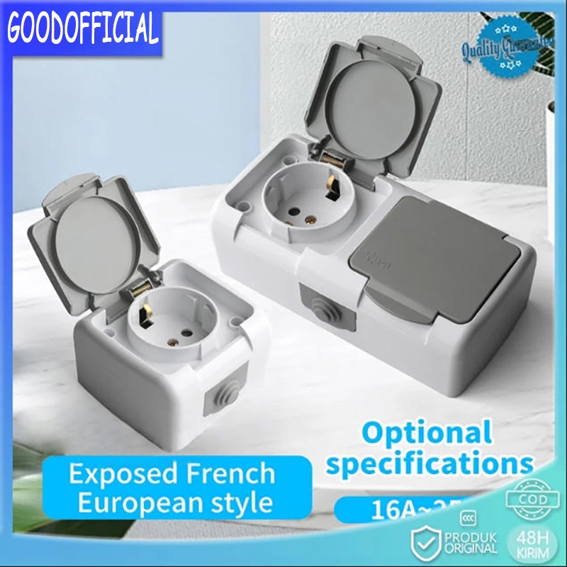 Jual Stop Kontak Double 2 OB Cover Model Atlantic Waterproof Atlantic ...