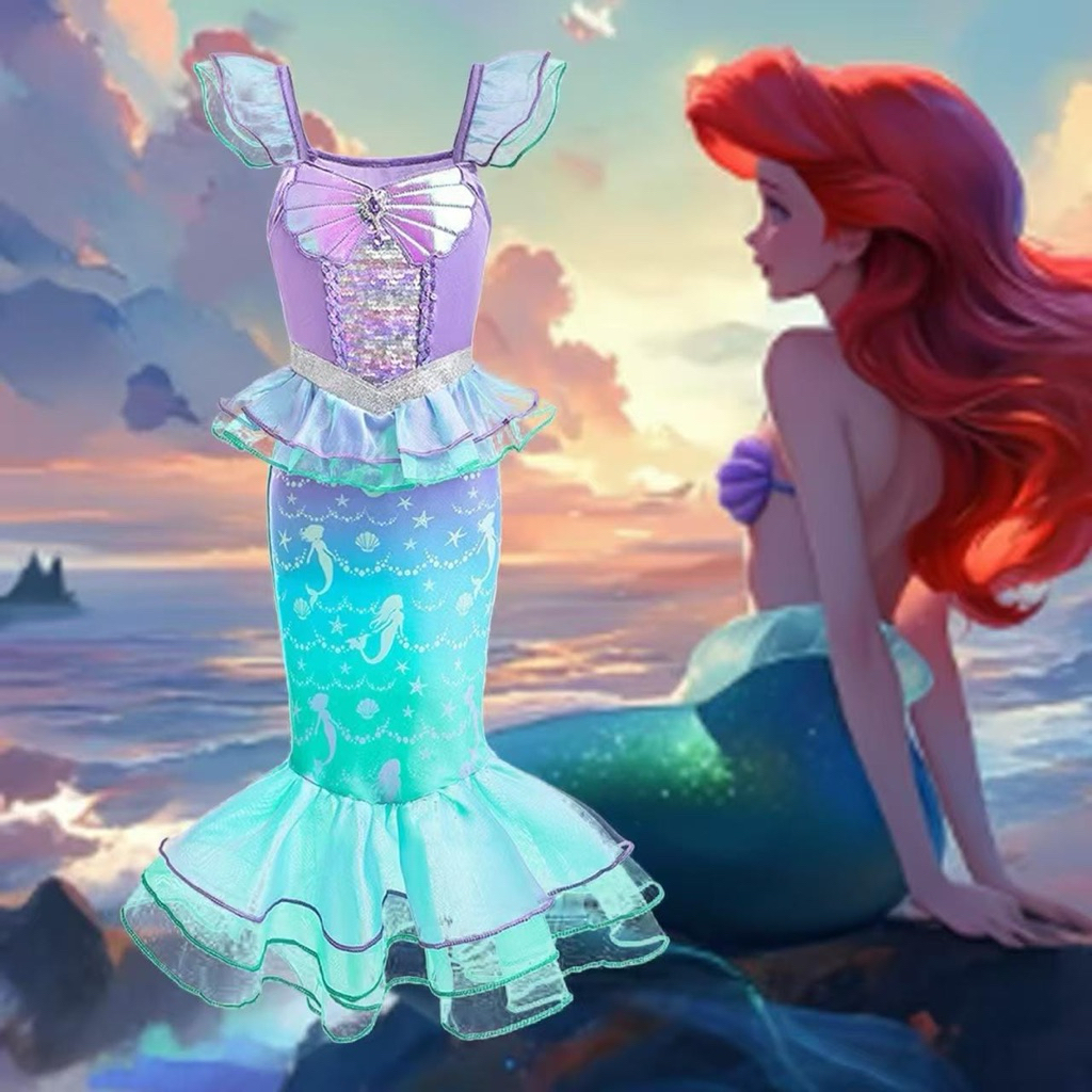 Jual AR5 KOSTUM PRINCESS ARIEL IMPORT DRESS MERMAID / DRESS DISNEY ...
