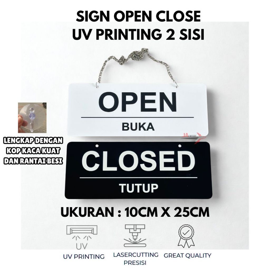 Jual SIGN AKRILIK OPEN CLOSE UV PRINTING PERMANENT / SIGNAGE AKRILIK ...