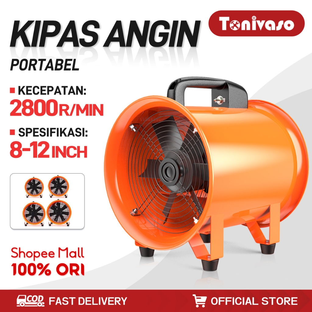 Jual Tonivaso Kipas Blower Axial Portabel 8-12 Inci Warna Orange 220 V ...