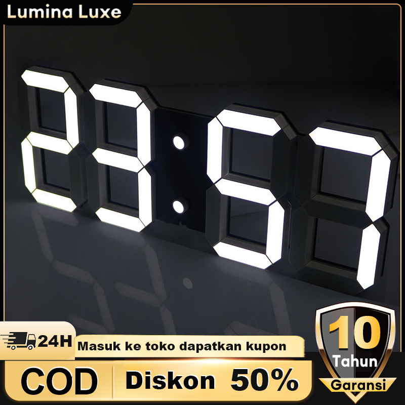 Jual Jam Dinding Digital LED 3D Bentuk Angka Modern Minimalis tampilan ...