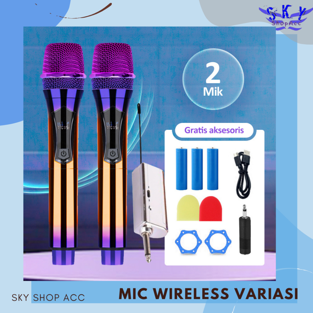 Jual MIC LT Wireless Variasi Rainbow Single Mic Double Mic Bluetooth ...